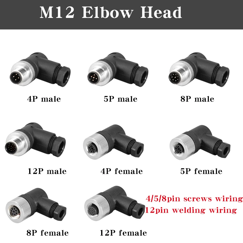 5-10-20-PCS-M12-elbow-Sensor-Connector-Waterproof-Male-Female-Plug ...