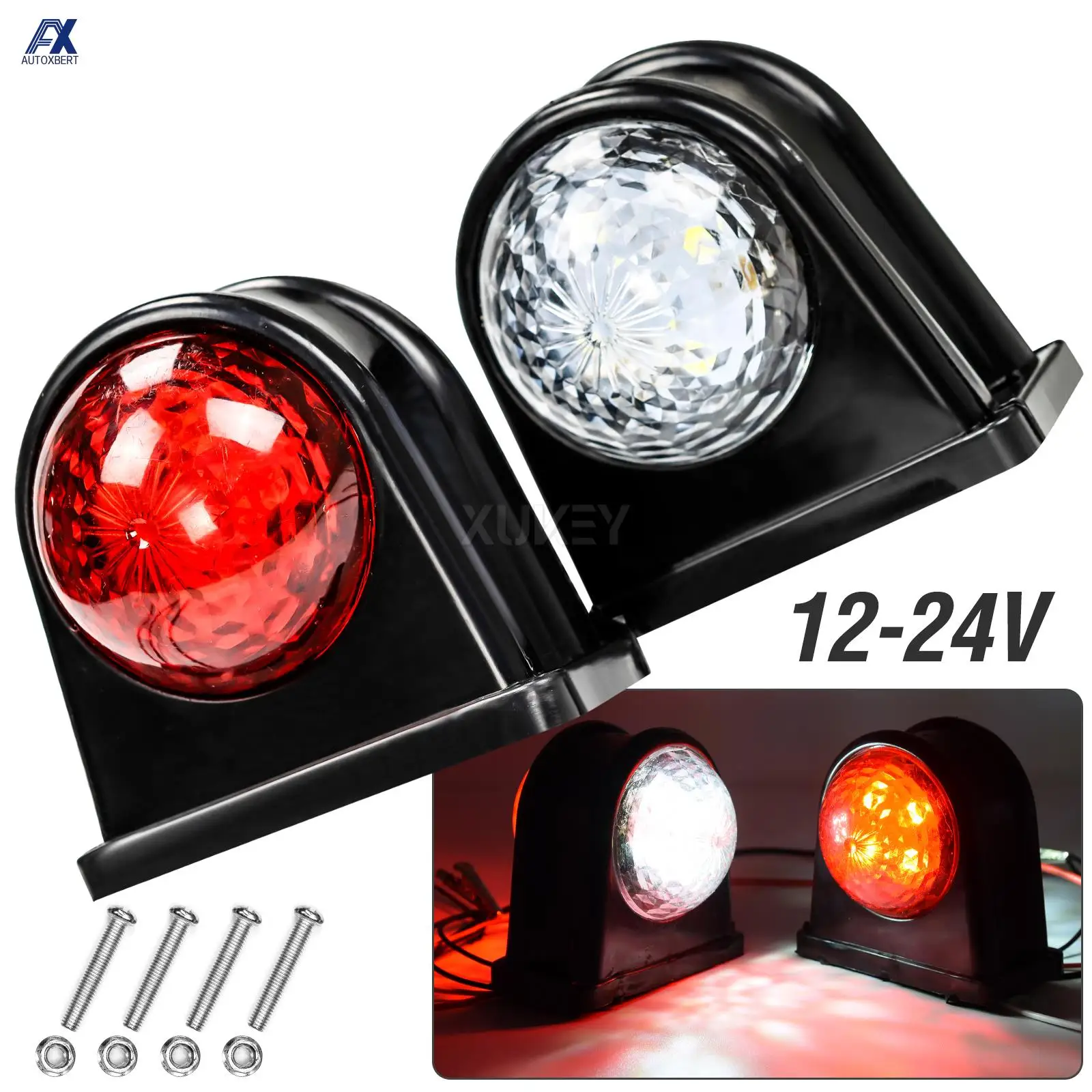 2Pcs 8LED Double Face Side Marker Light Truck Light Rubber Indicator ...