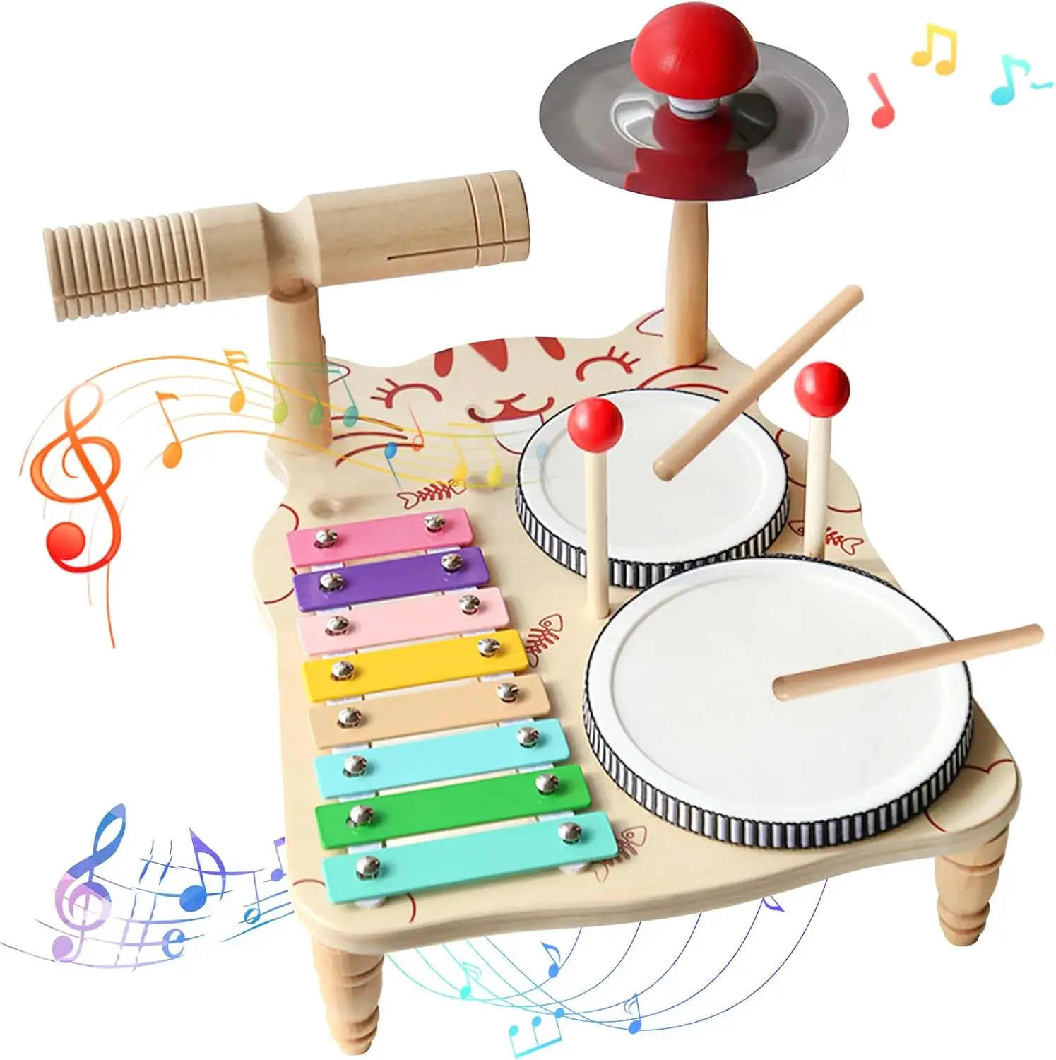 Wooden-Music-Toys-For-Babies-Children-s-Multifunctional-Music-Knocking ...