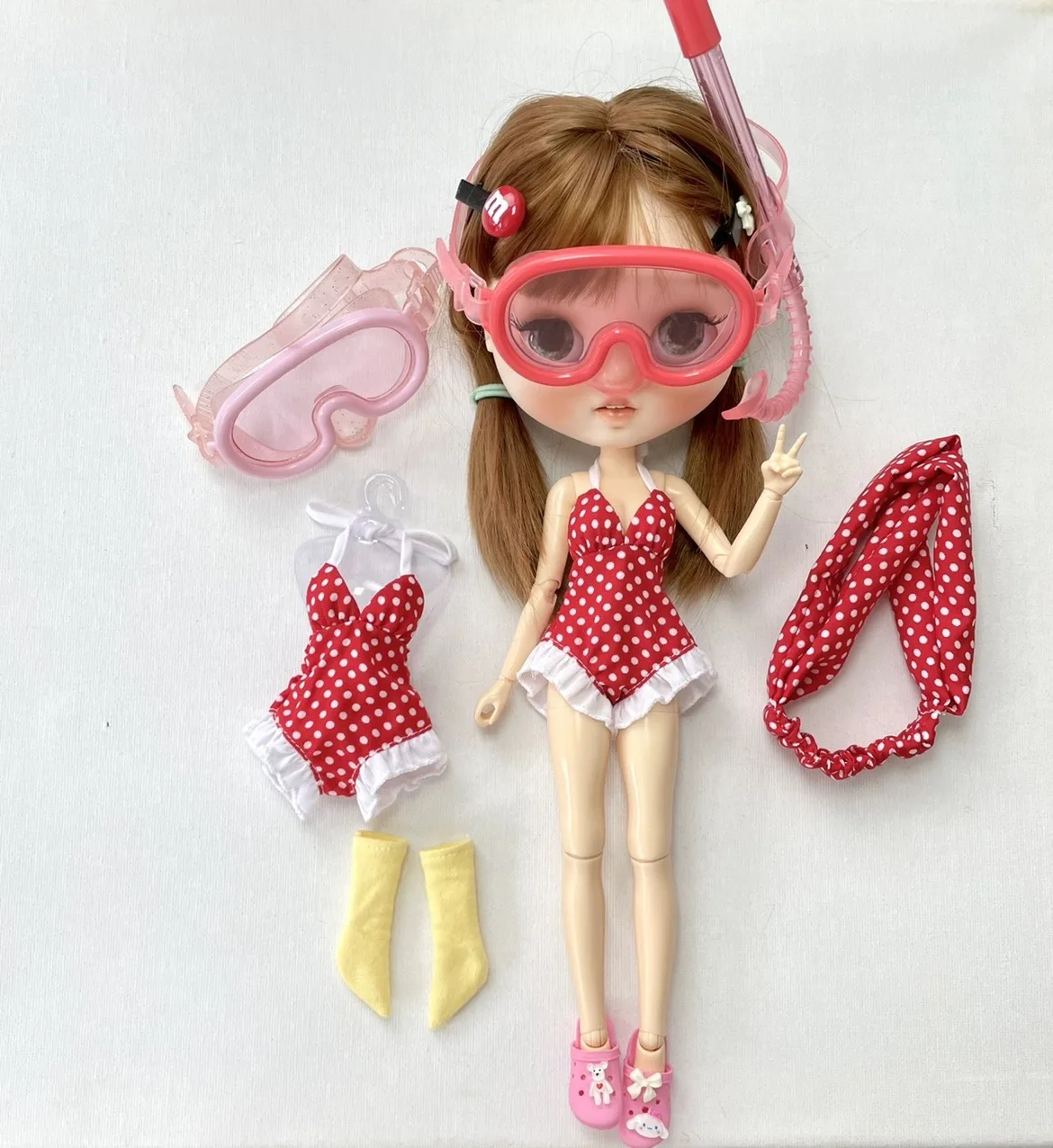 ICY-DBS-Blyth-30CM-1-6-Doll-Clothes-OB24-Azone-Polka-Dot-Swimsuit ...