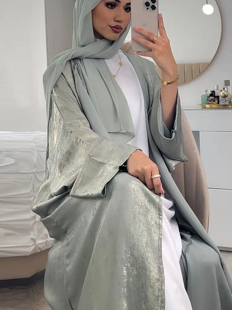 Shimmer-Open-Abaya-Soft-Satin-One-Size-Women-Islamic-Clothing-Kimono ...