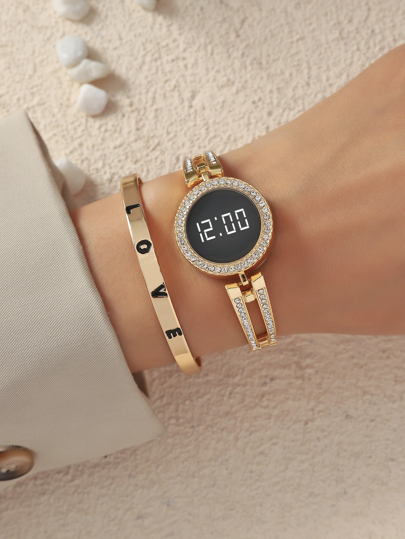 A-Women-s-Gold-Fashion-Digital-Watch-With-Rhinestones-And-A-Love ...