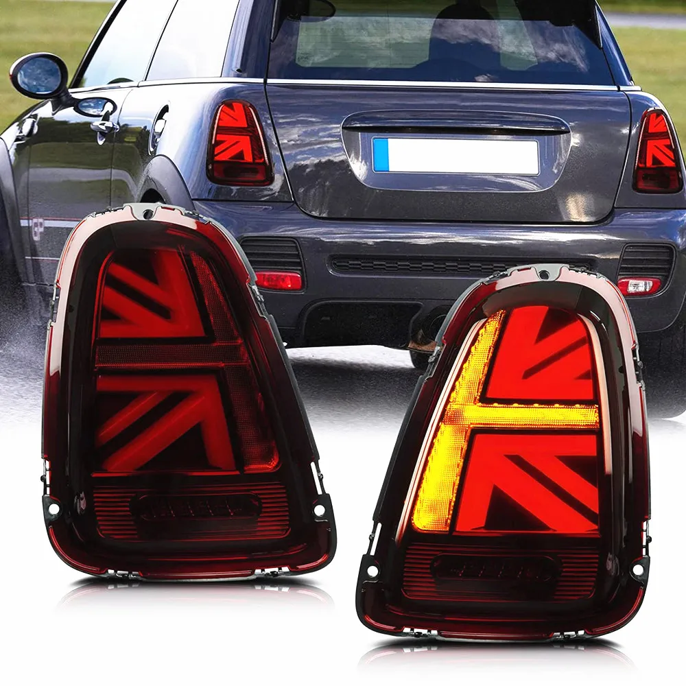 2pc Car Taillight Assembly JCW Union Jack Style Full LED Tail Lights ...