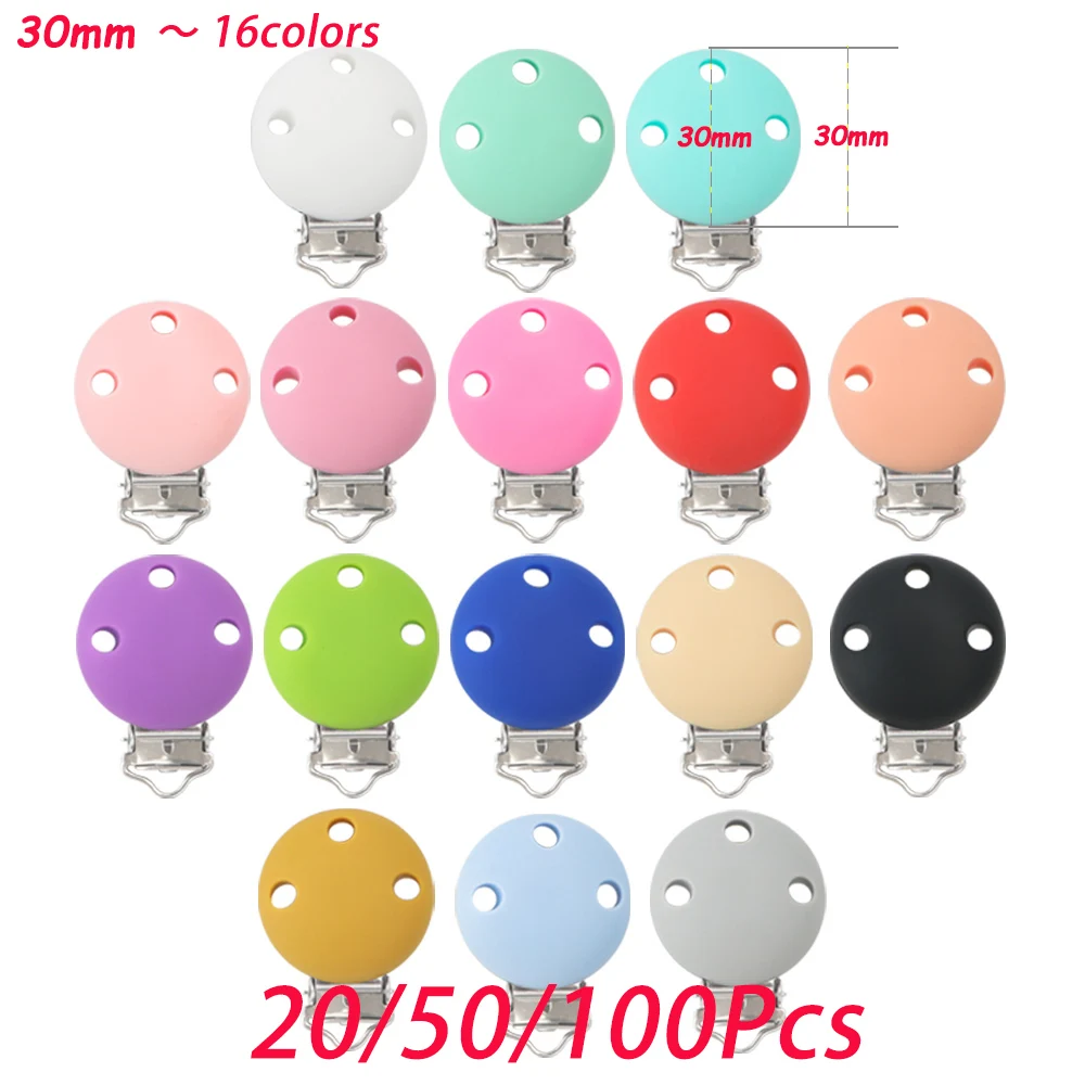 Kovict-30MM-20-50-100Pcs-Silicone-Round-Pacifier-Clip-Dummy-Holder-Food-Grade-Silicone-Clips ...