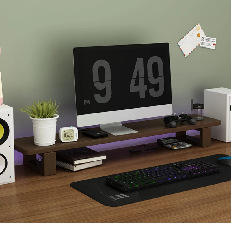 Solid-Wood-Elevated-Shelving-Monitor-Heightened-Base-Desktop-Computer ...