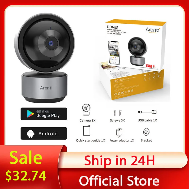 Laxihub Arenti 2K Surveillance Cameras with WiFi 3MP Security IP Camera ...