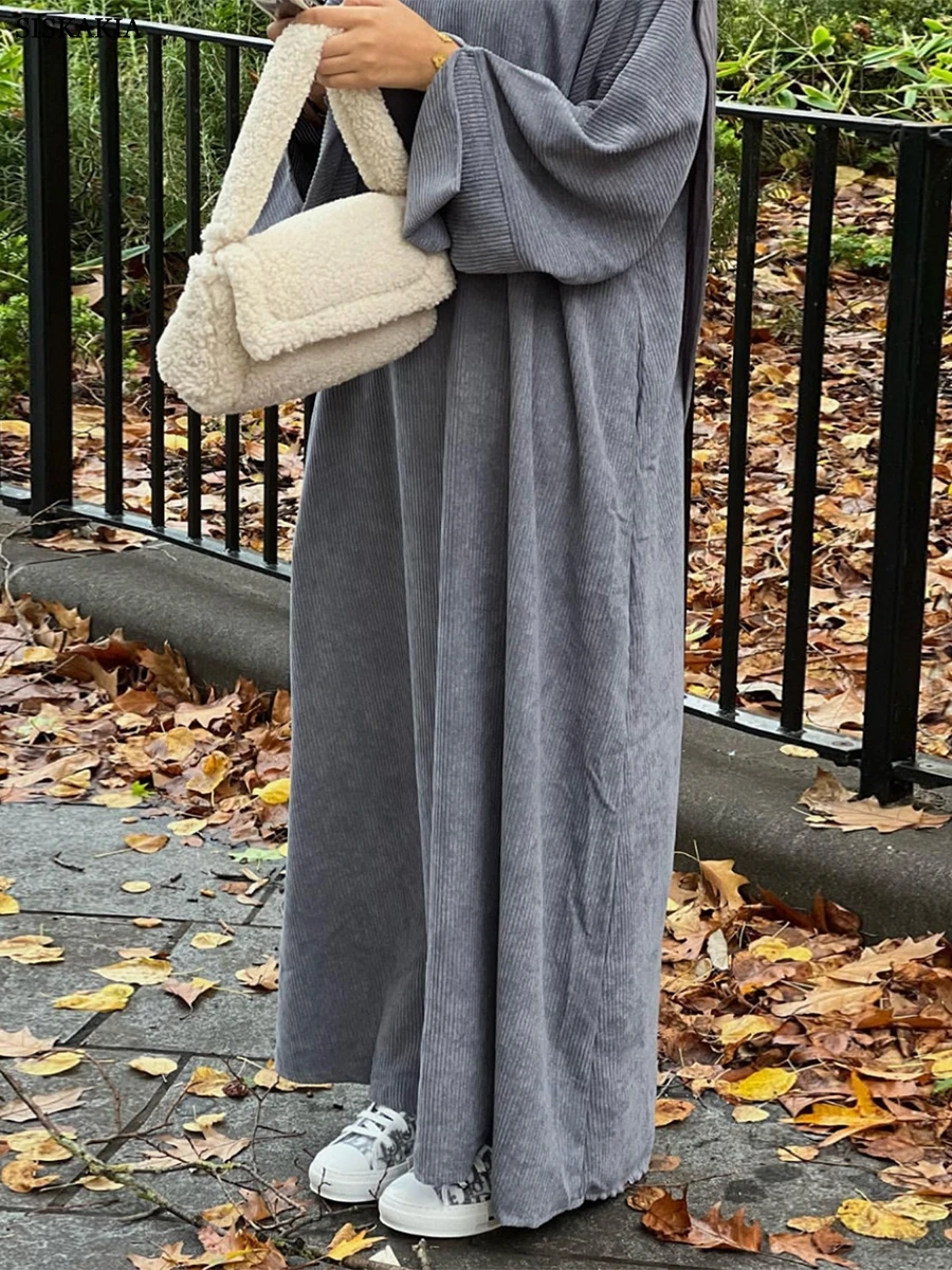 Siskakia-Muslim-Autumn-Winter-Corduroy-Modest-Abaya-Turkish-Islamic ...