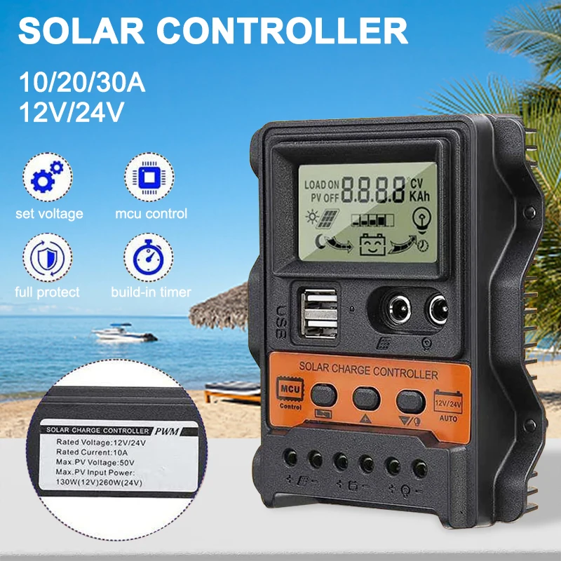 12V-24V-Solar-Charge-Controller-PWM-Controller-With-LCD-Display-10A-20A ...