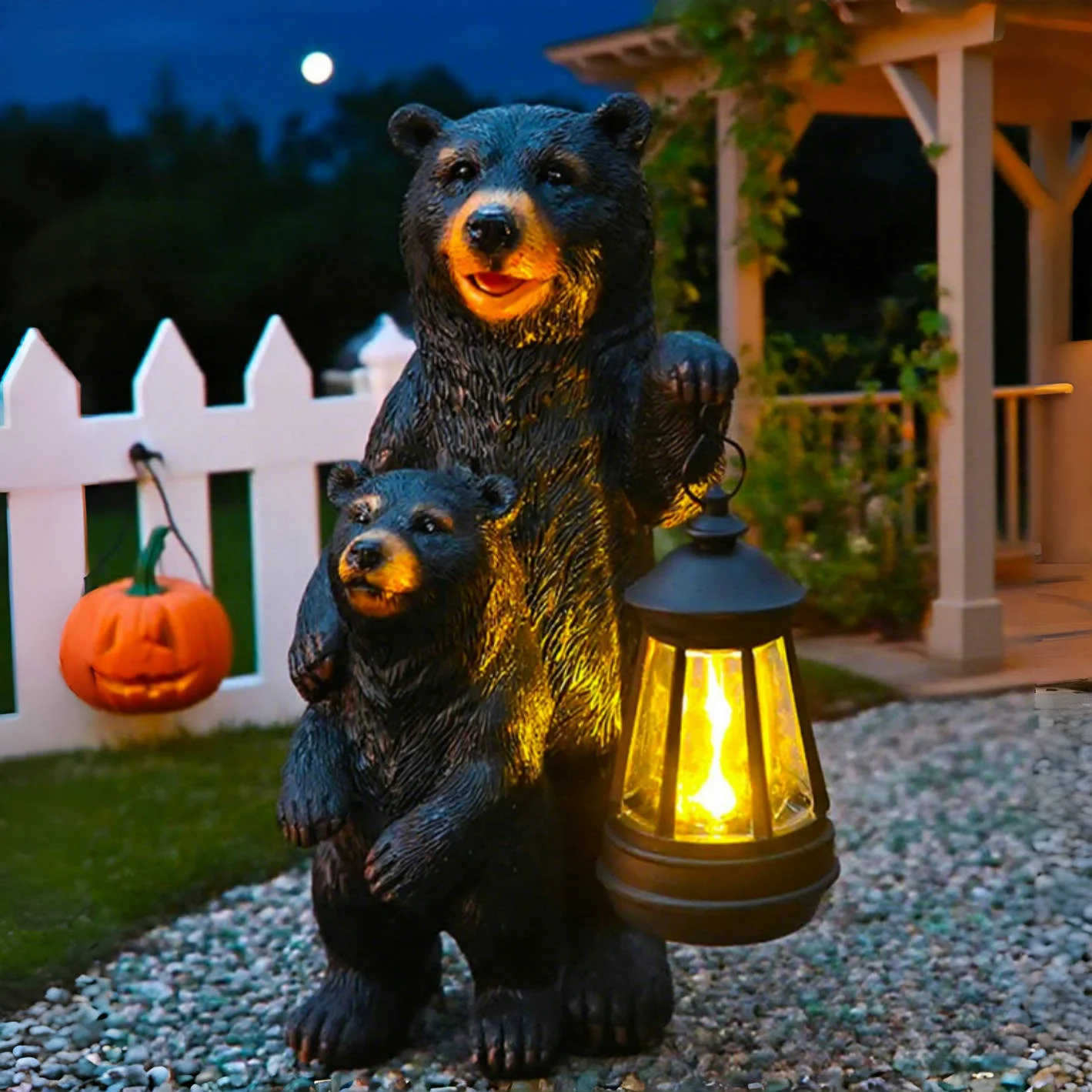 Outdoor Garden Solar Statue Light, Garden Bear Statue with Solar ...
