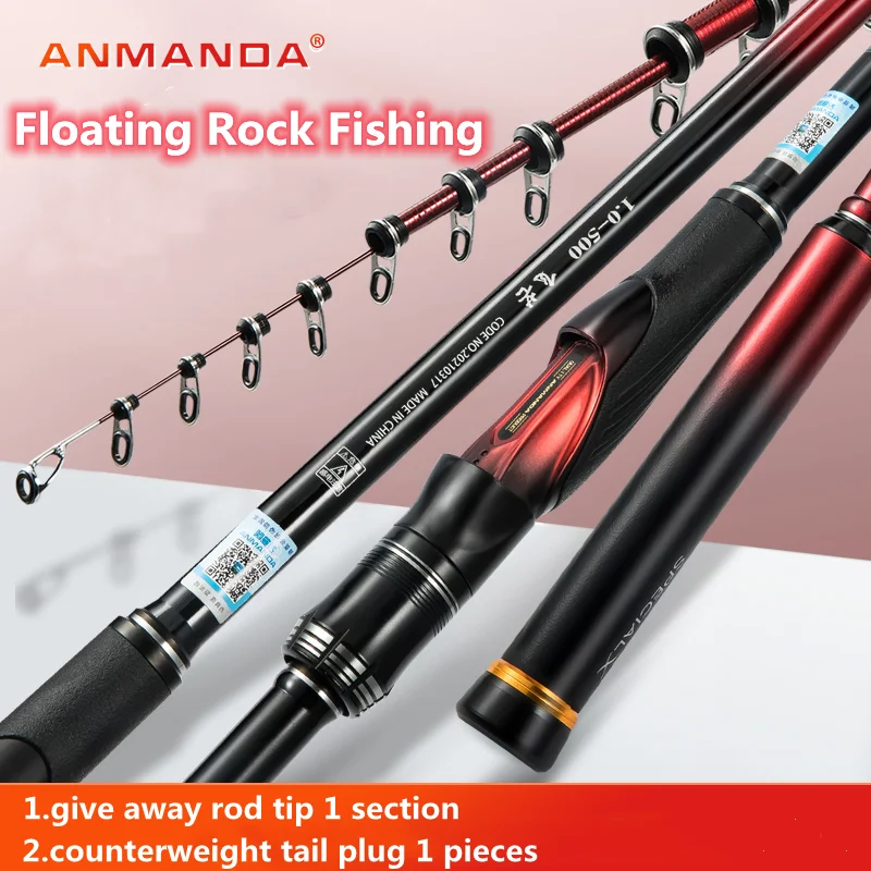 ANMANDA 초경량 탄소 텔레스코픽 바위 낚싯대, 바다 이중 사용 낚싯대 포드, 5m 0.6, 1.0, 1.25, 1.5, 1 ...