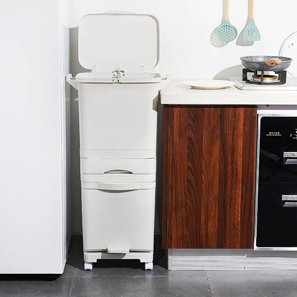 42L 3 Compartment Pedal Recycling Waste Bin for Kitchen - AliExpress 15