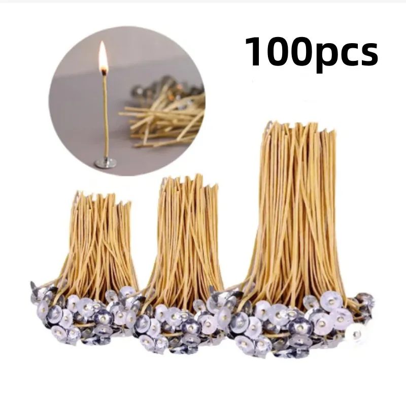 9-20cm Beeswax Wicks 100 Pcs Smokeless High Quality With Clip Base Pre ...