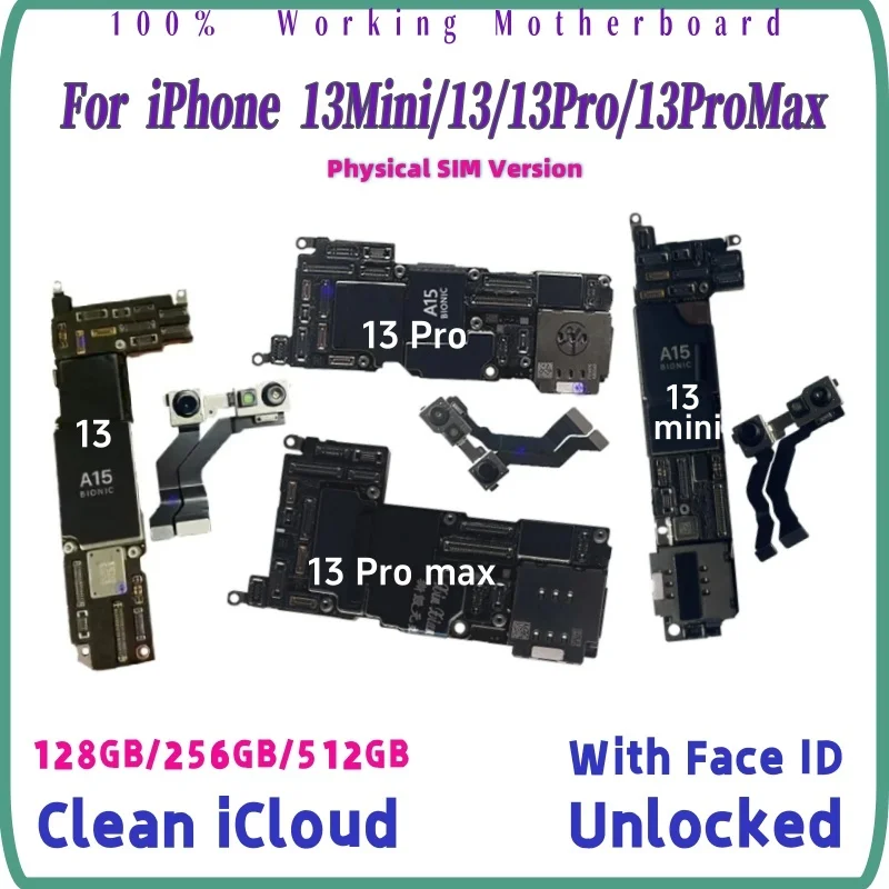 100% Working For iPhone 13 Pro Max Clean iCloud Motherboard With Face ...