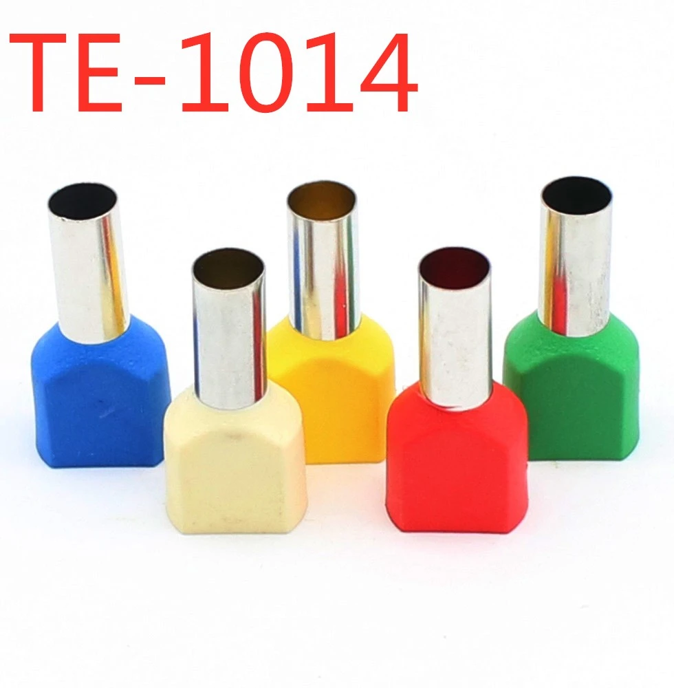 100PCS Copper TE10 14 two double European pin shaped terminal pressure ...