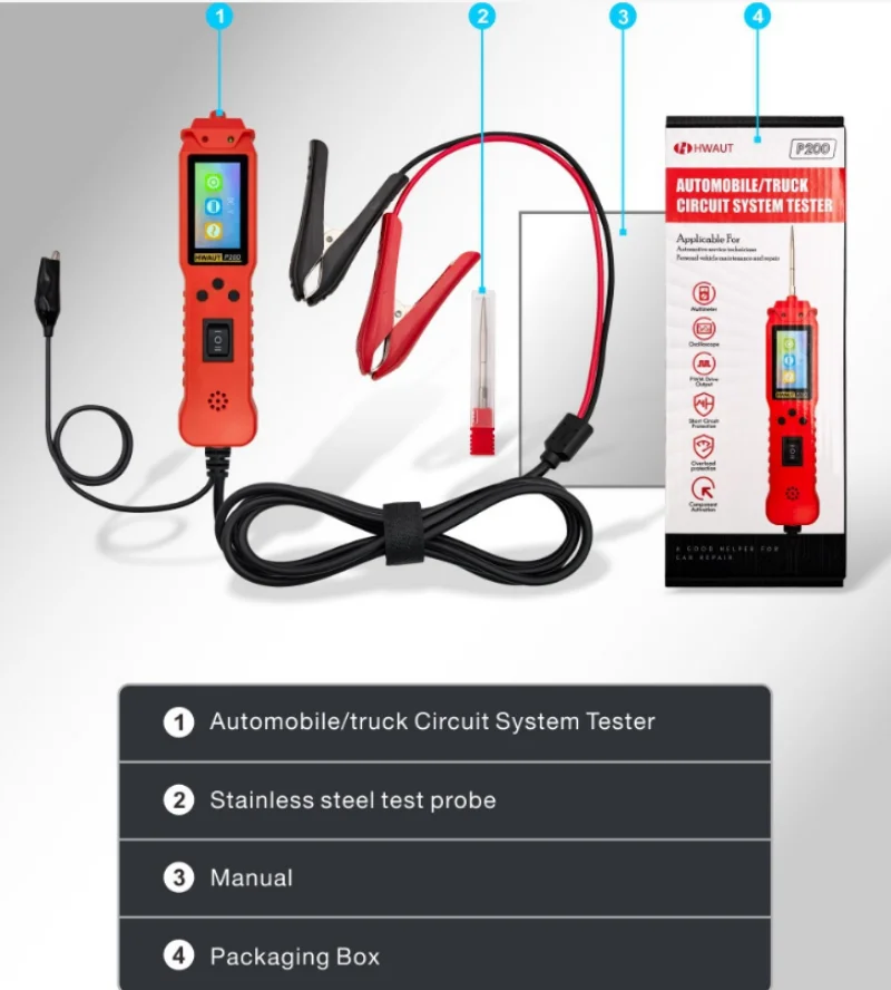 P200 5M Long Cable Automotive Circuit Tester Power Circuit Probe Kit ...