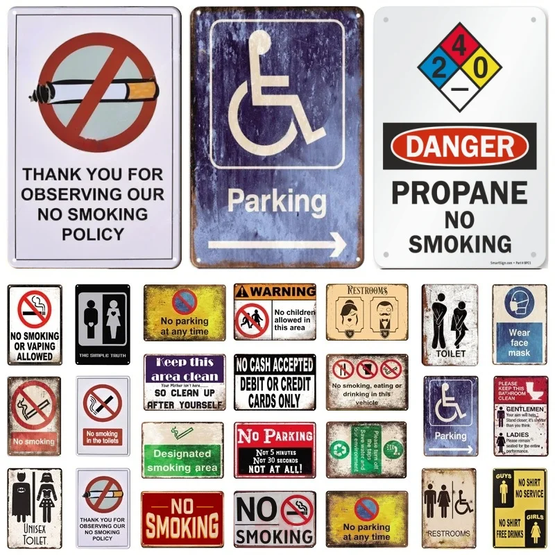 Vintage-Metal-Sign-Warning-Tin-Sign-No-Smoking-Shop-Plate-Home-Bar-Wall ...
