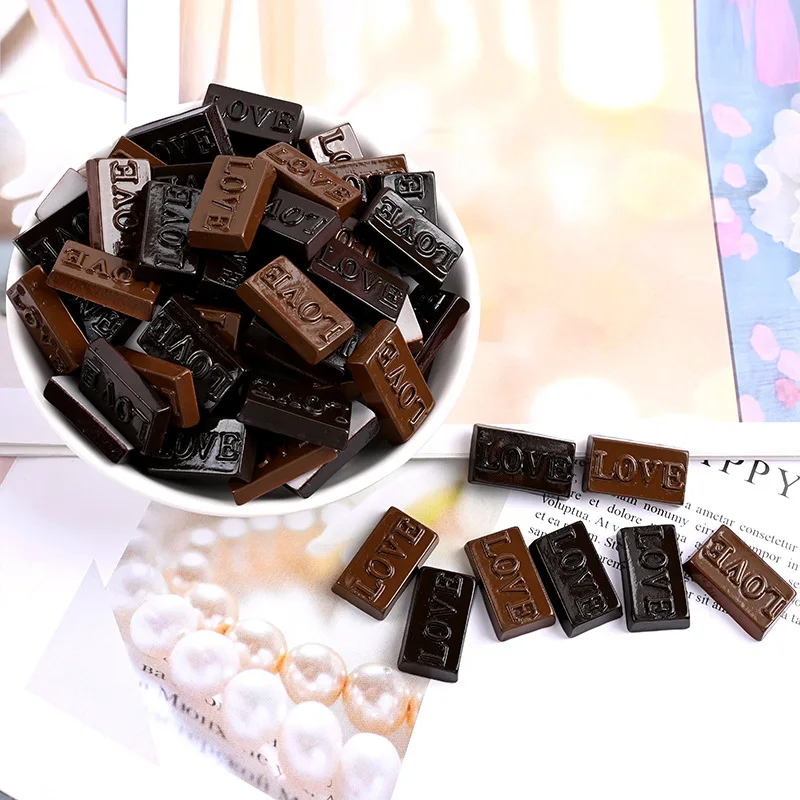 20Pcs Simulation Food Flatback Resin Cabochon LOVE Fake Chocolate for ...