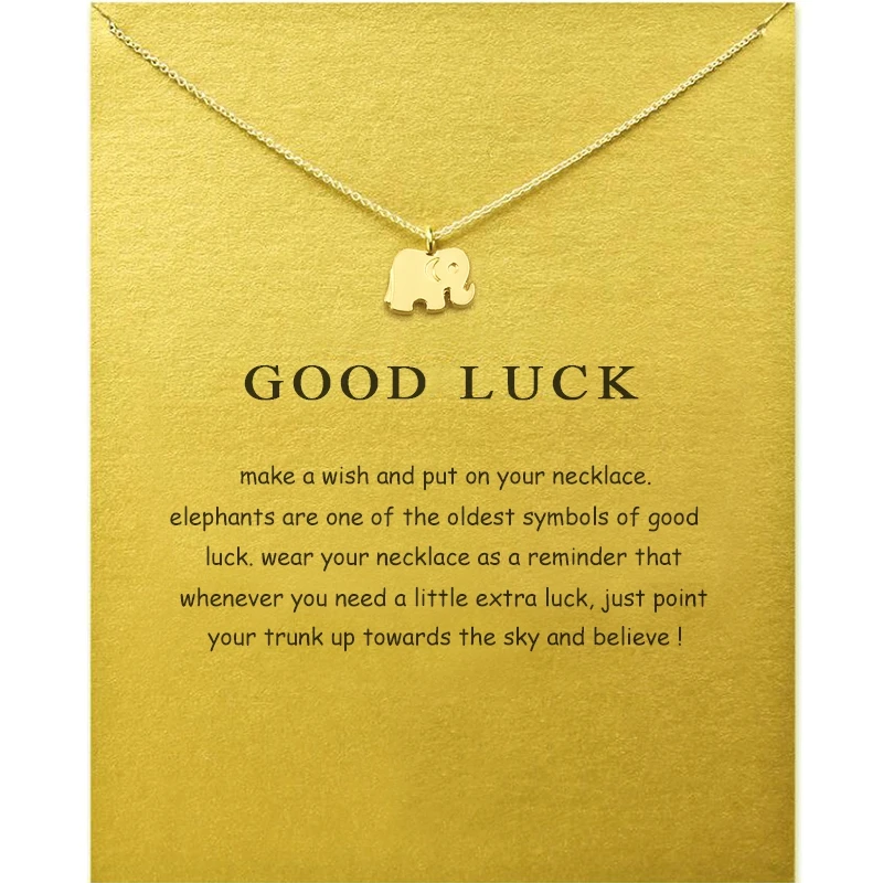 Cute Elephant Necklace Lucky Charm Pendant Jewelry with Good Luck Card ...