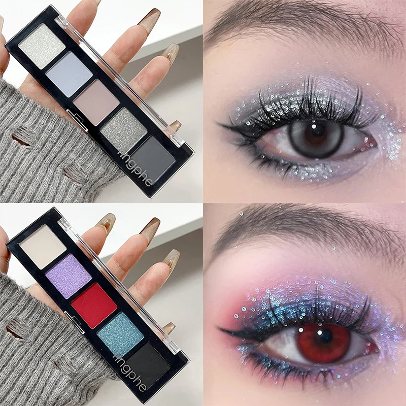 Black-Red-Purple-Glitter-Eyeshadow-Palette-5-Colors-Matte-Pearlescent ...