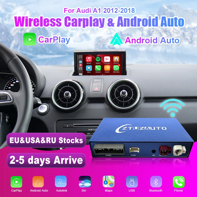 Wireless Apple CarPlay Android Auto Interface for Audi A1 2012-2018 ...