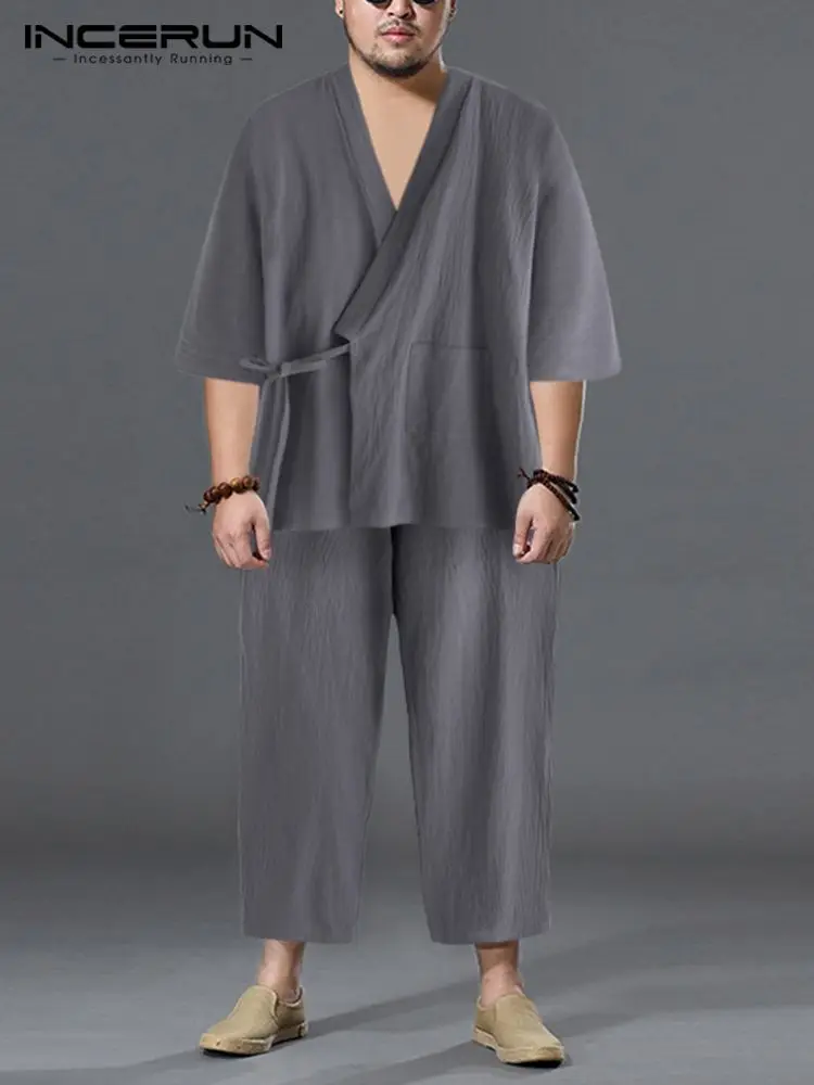Japanese-Style-New-Men-Kimono-Pajamas-Suits-Male-Robe-Gown-2Pcs-Set-Bathrobe-Loose-Sleepwear ...