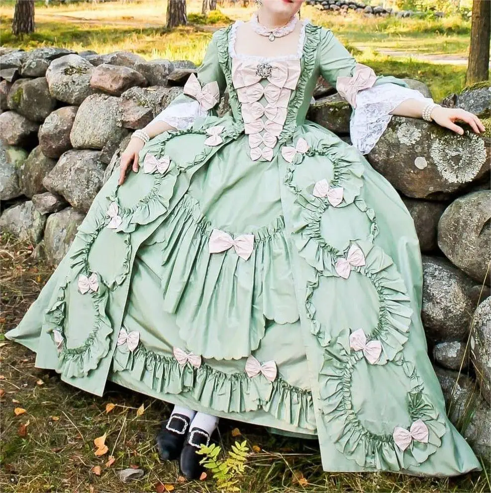 Rococo Green Ball Gown 1770s Marie Antoinette Green Gown Dress Princess ...
