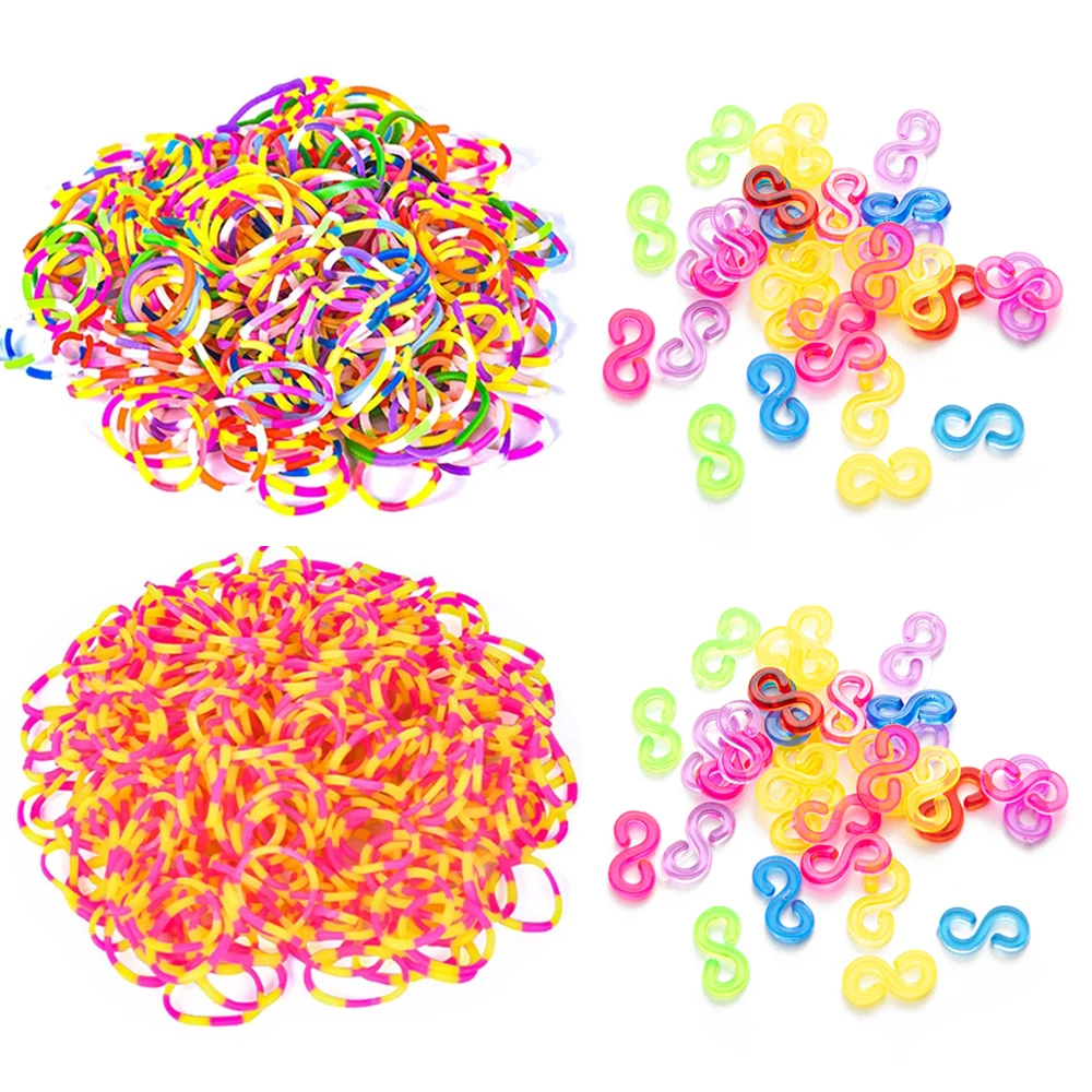 700pcs S Clips Hook and Elastic Different Color Rubber Loom Band For ...