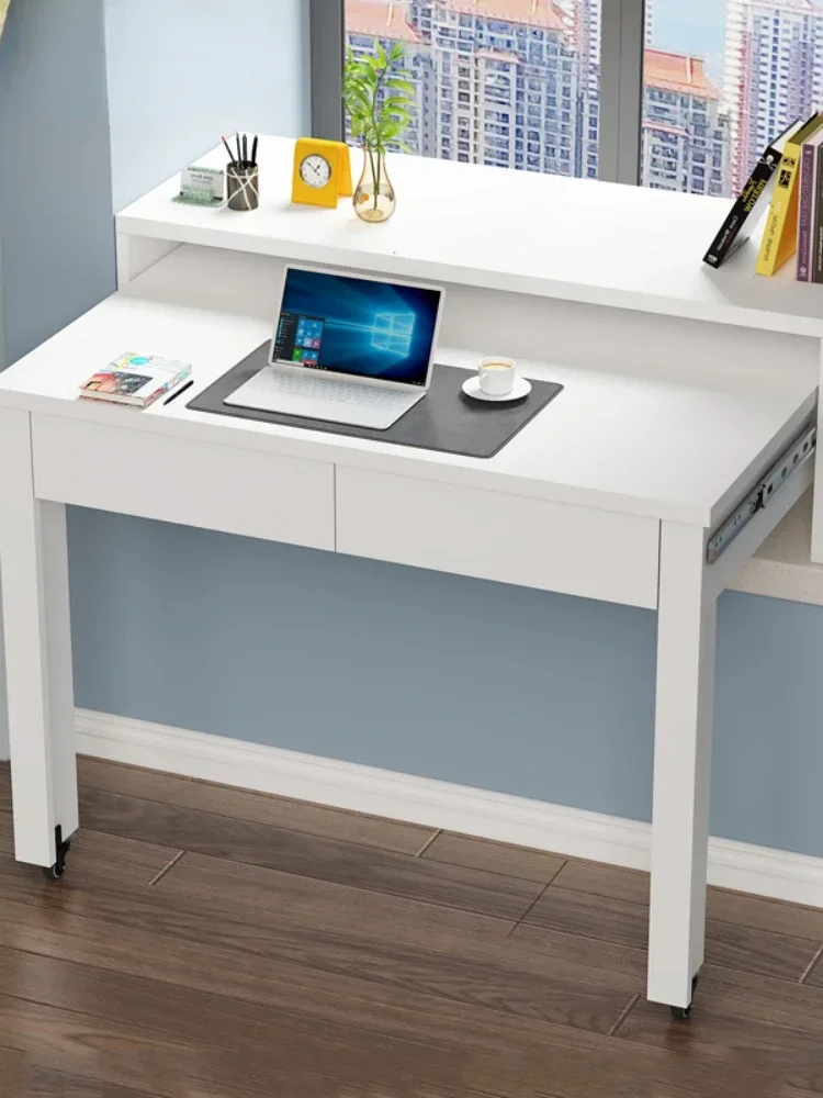 Retractable Bay Window Computer Desk Bedroom Desk Pull-out Writing Desk ...