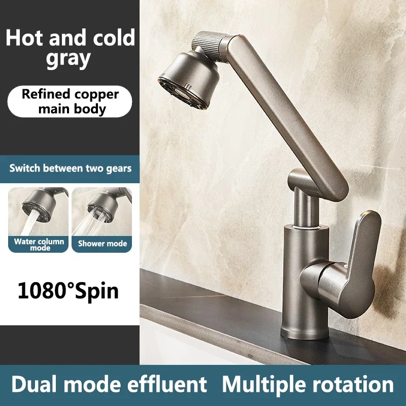 1080-Swivel-Bathroom-Sink-Faucet-Mixer-Deck-Mounted-Splash-Proof-Water ...