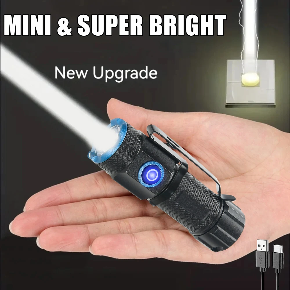 20W Mini Flashlight Super Bright P50 LED Flashlights with Tail Magnet ...