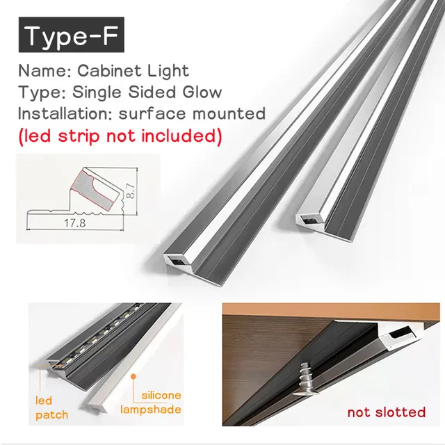 Black Led Built-in Profile Aluminum Linear Lighting for Panel Cabinets ...