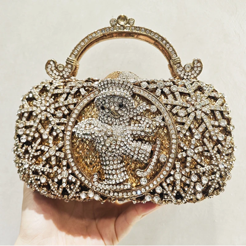 White-Crystal-Gold-Metal-Top-Handle-Women-Diamond-Evening-Bridal ...