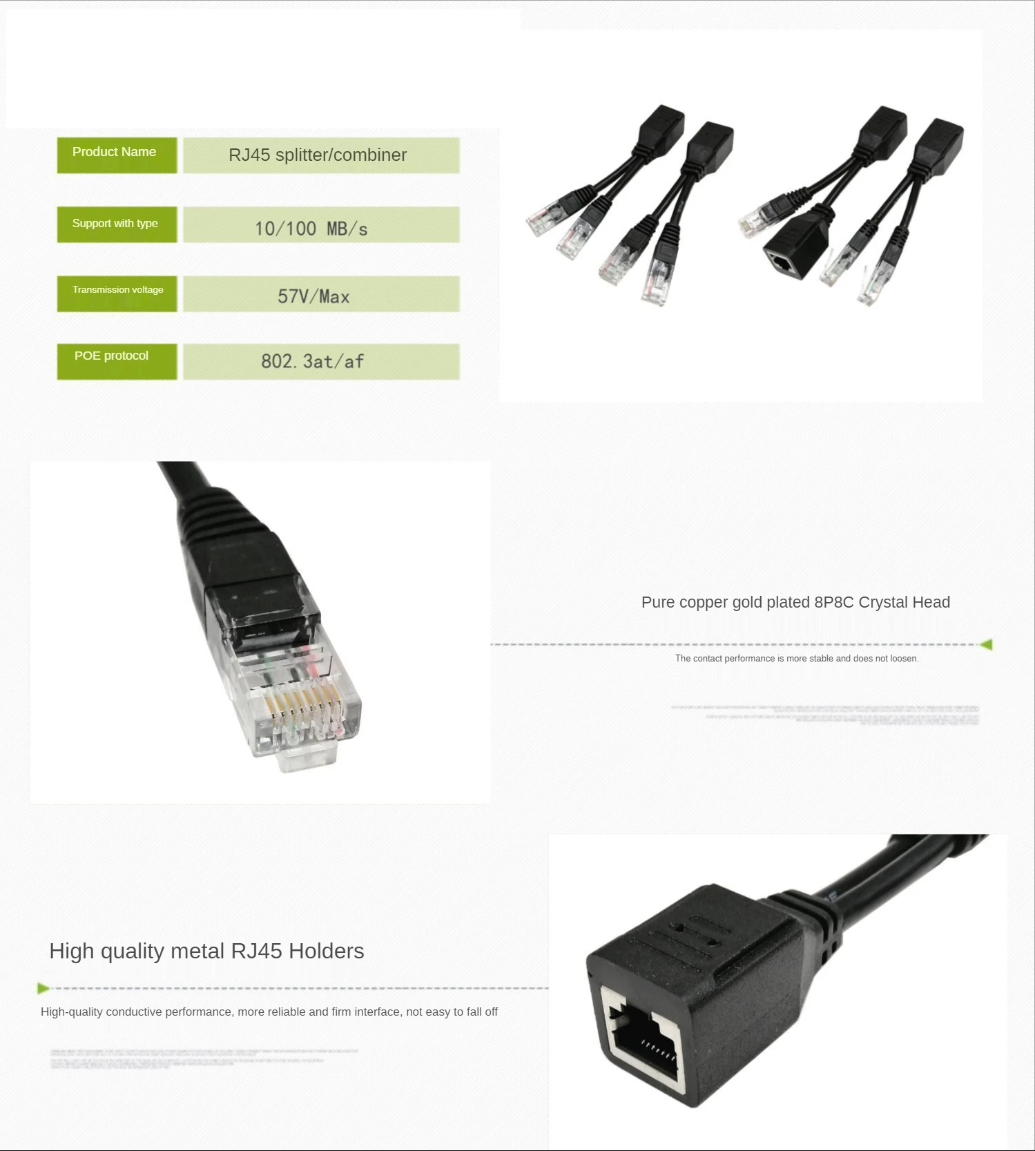 Kit de connecteurs de câble UPOE,répartiteur RJ45,alimentation passive ...