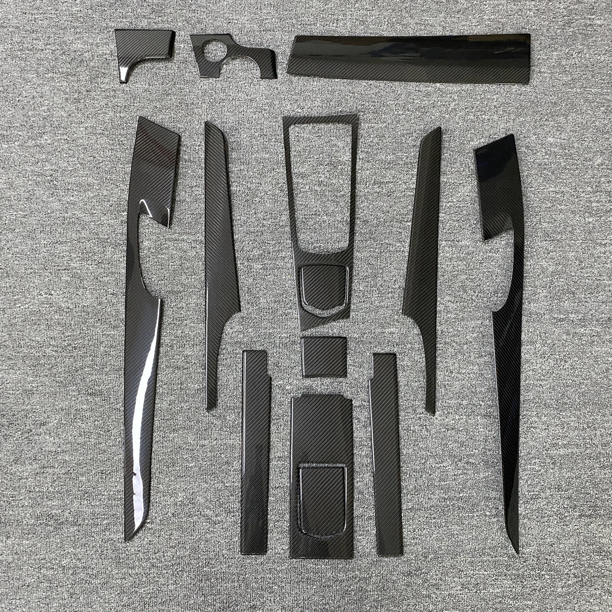 14PCS-Dry-Carbon-Fiber-Car-Interior-Center-Console-Cover-Inner-Door ...