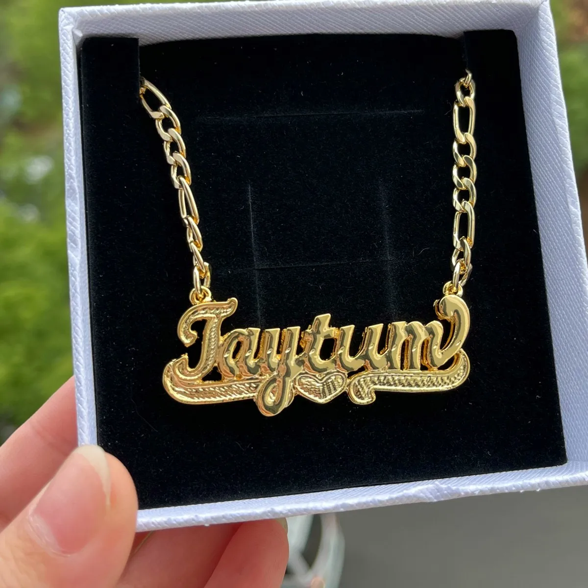 DUOYING Custom Nameplate Necklace Personalized 3D Double Layer My Name ...
