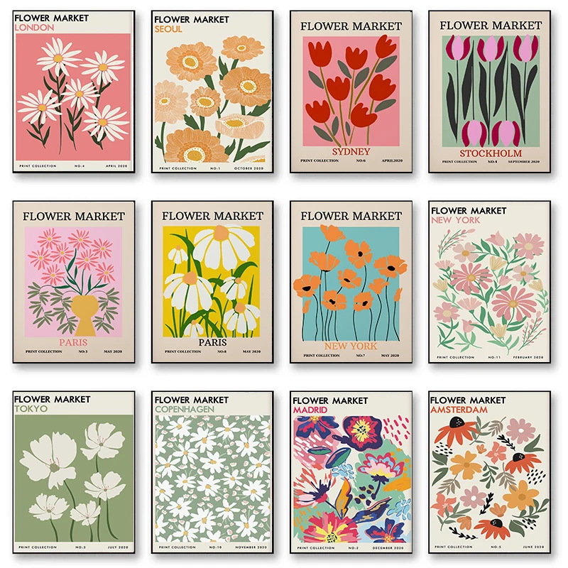 Flower Shop Sign Posters and Prints Florist Gift Flower Market Paris ...