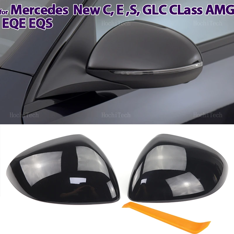 Carbon-Fiber-Style-Black-Rearview-Side-Mirror-cover-Caps-for-Mercedes-C ...
