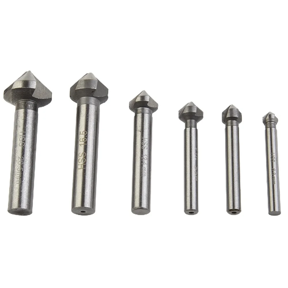 1-6pcs-3Flute-Countersink-Drill-Bit-90Degree-Chamfering-Tools-Chamfer ...