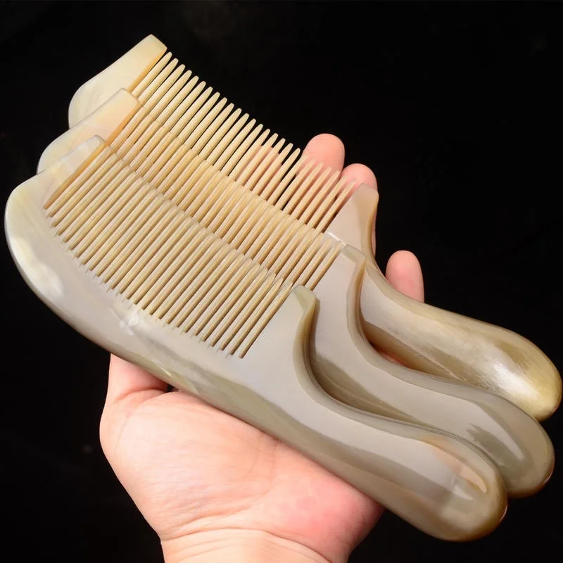 Natural-Buffalo-Horn-Comb-for-Massage-Anti-Static-Handmade-Horn-Comb ...