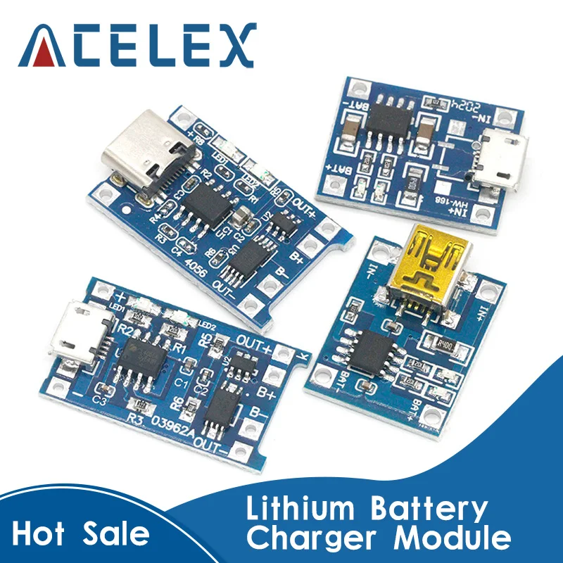 10PCs Micro USB 5V 1A 18650 TP4056 Lithium Battery Charger Module ...