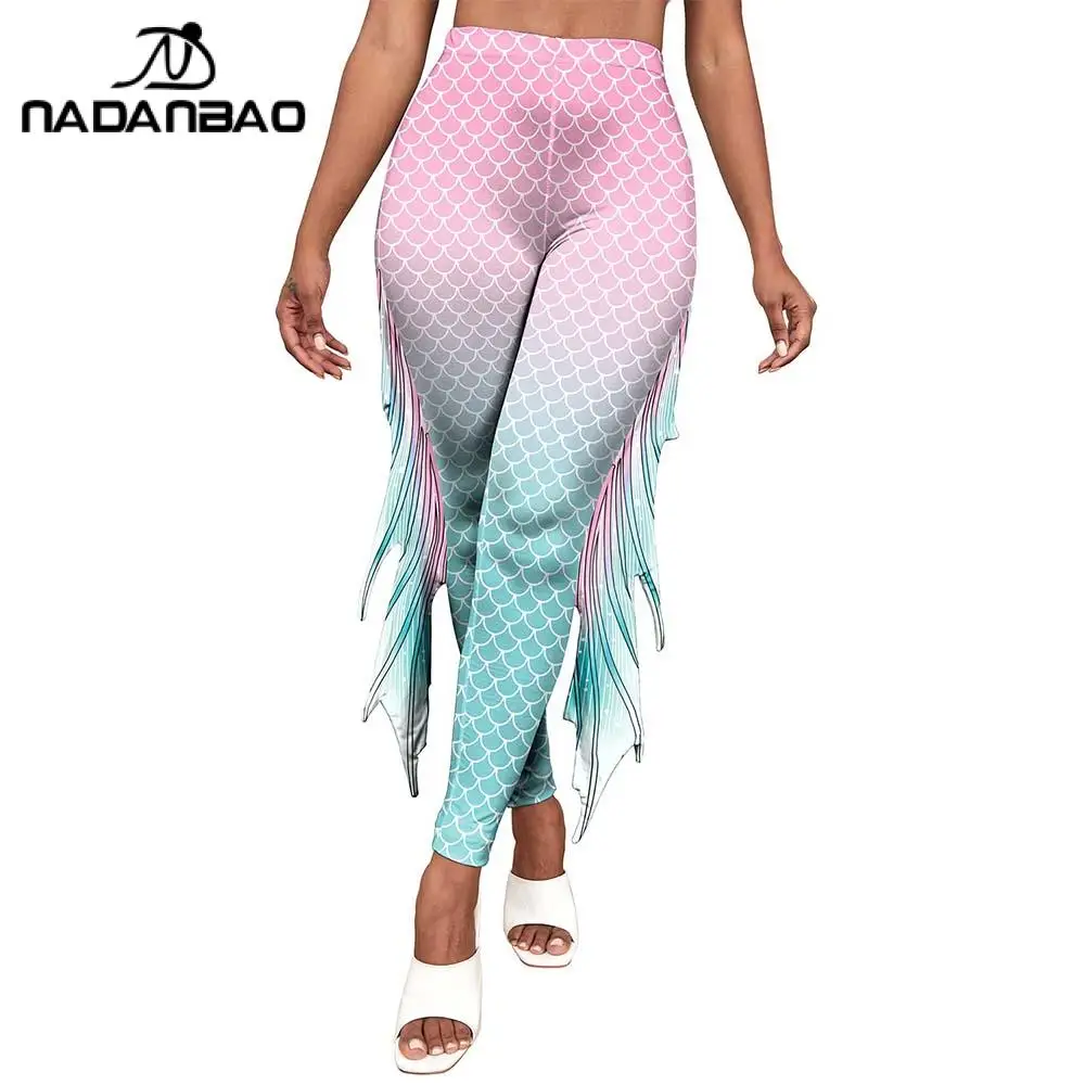 NADANBAO-Women-Mermaid-Leggings-3D-Print-Fish-Scale-Pants-Elastic-Sexy ...