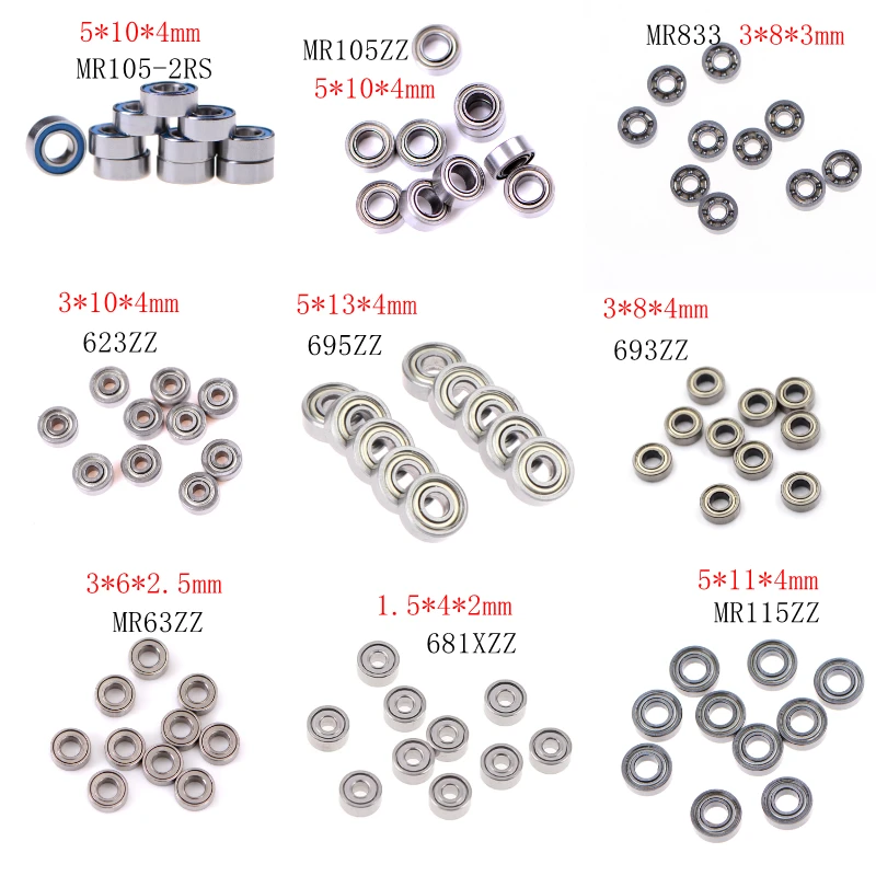 10PCS MR105 2RS MR105ZZ MR833 623ZZ 695ZZ 693ZZ MR63ZZ 681XZZ MR115ZZ ...