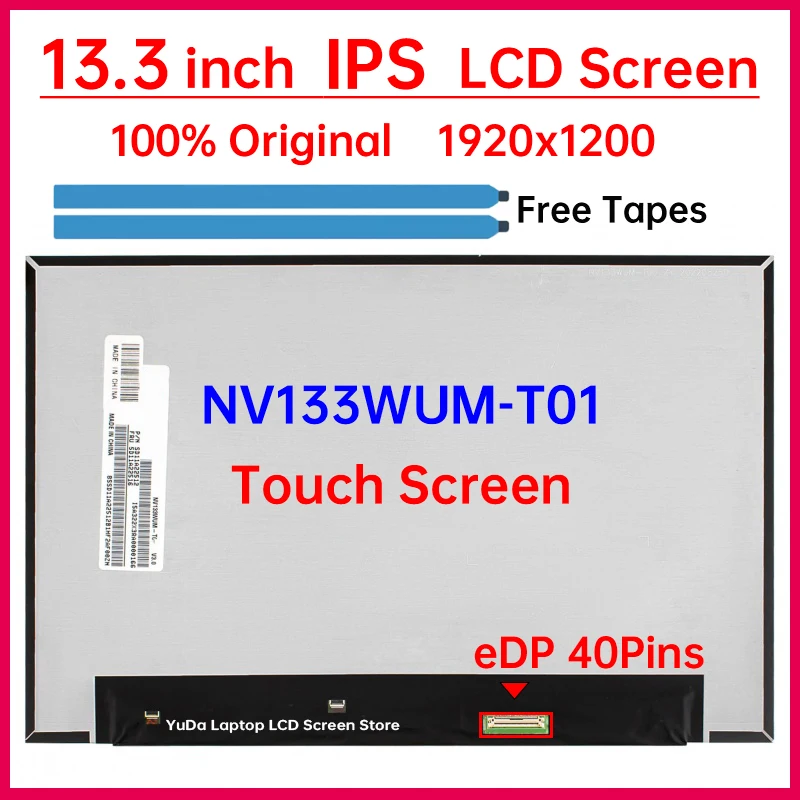 13.3 Inch Laptop LCD Touch Screen NV133WUM T01 NV133WUM-T01 Display ...