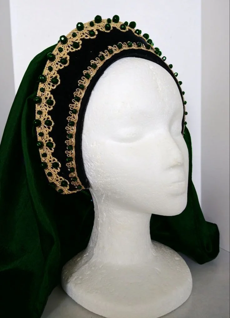 Medieval Tudor Elizabethan Hat Green/Blue Headdress Renaissance Queen ...