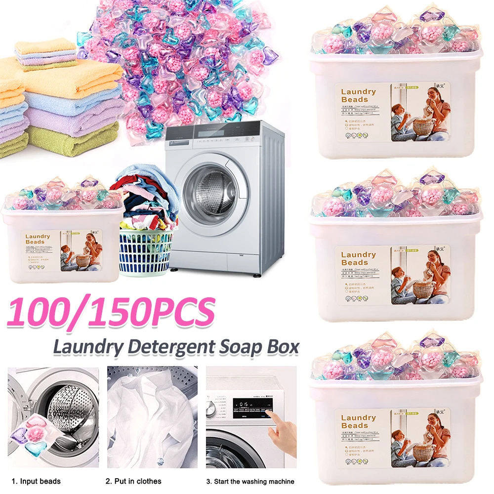 100/150Pcs Laundry Detergent Soap Box Laundry Scent Fragrance Beads 5 ...