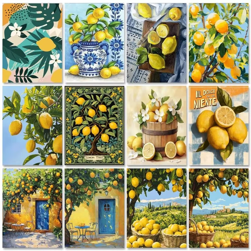 DIY Coloring By Number Lemon Kits Painting By Number Modern Drawing On ...