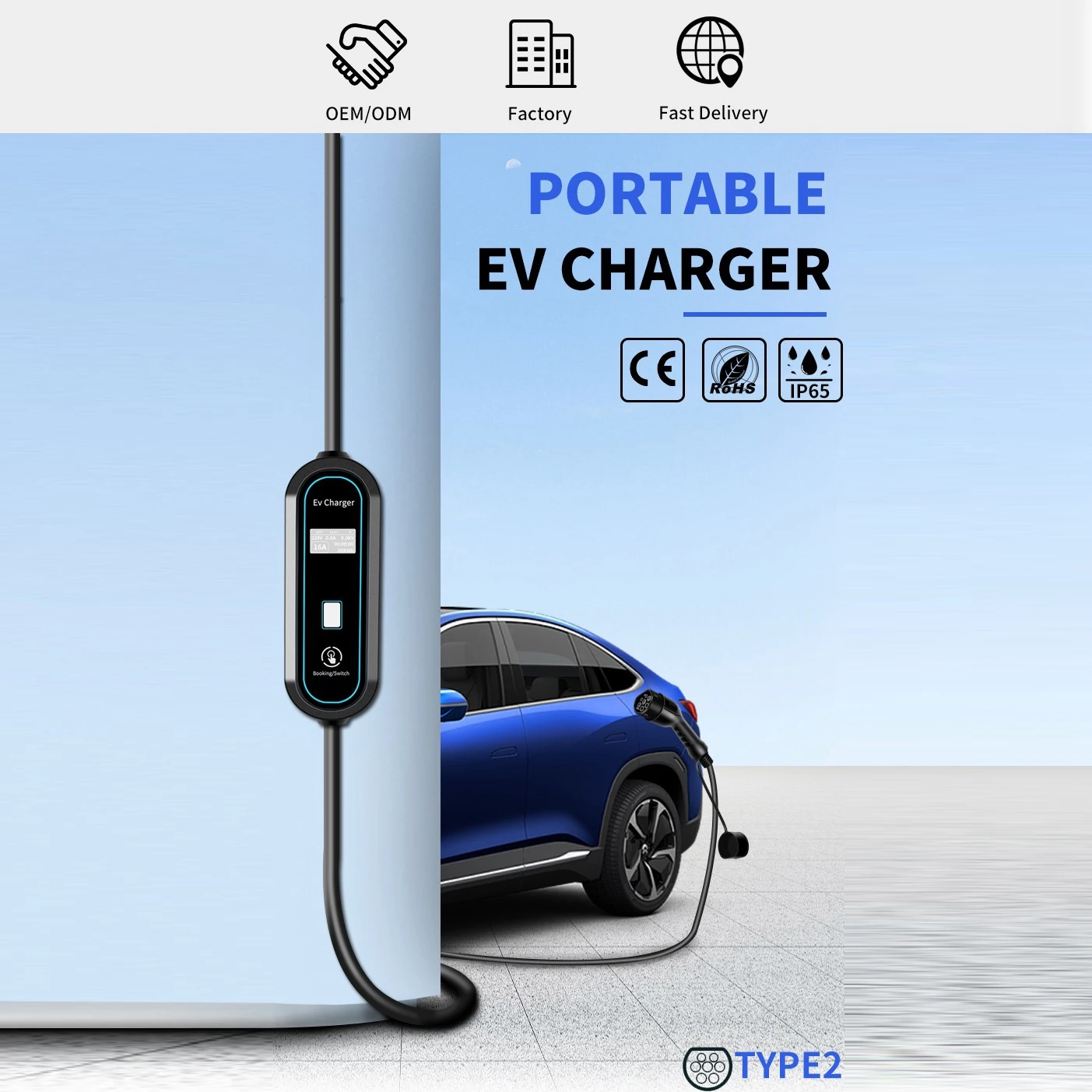 Electric-Vehicle-EV-Portable-Charger-Type-2-Type-1-16a3-5kw-5m-Wallbox ...