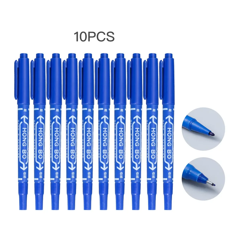 10-Dual-Tip-Tattoo-Pierce-Skin-Marker-Scribe-Pen-Blue-Red-Black-Color ...