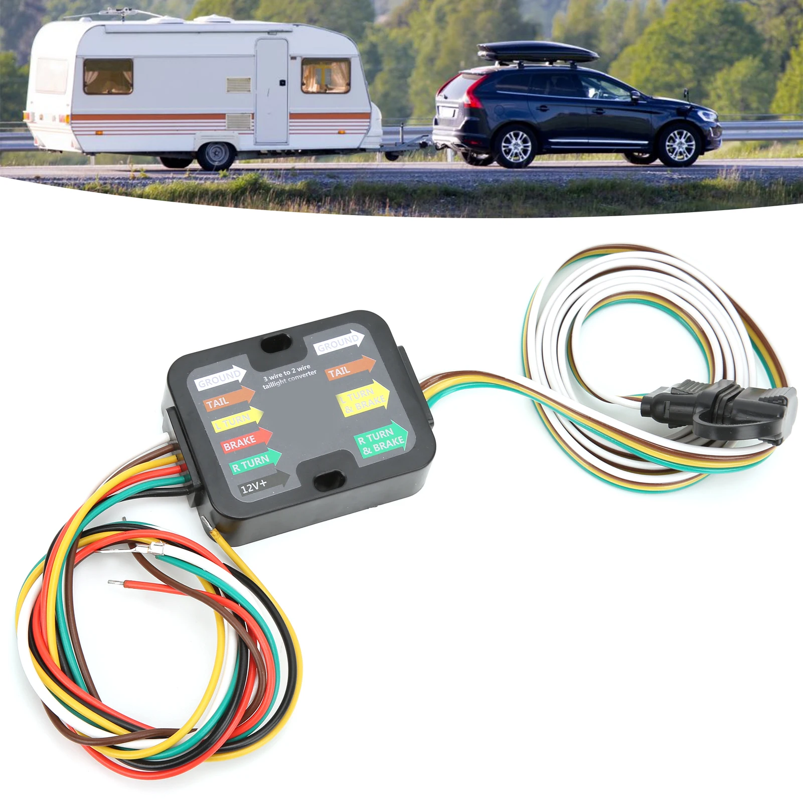 Trailer Tail Light Converter Powered 3 To 2 Wire RV Taillight Converter ...
