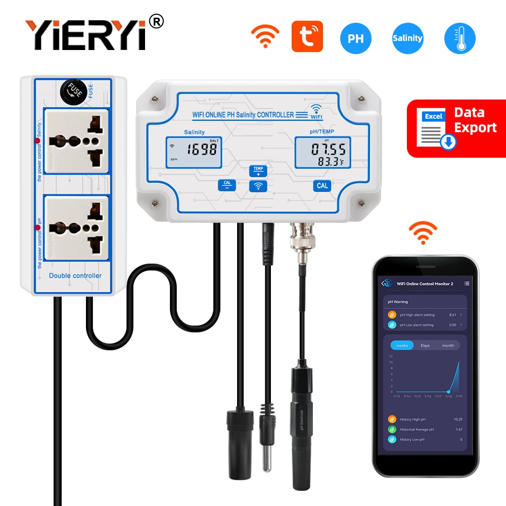 WIFI Online PH Salinity Controller Meter Aquarium Fish Tank Seawater ...